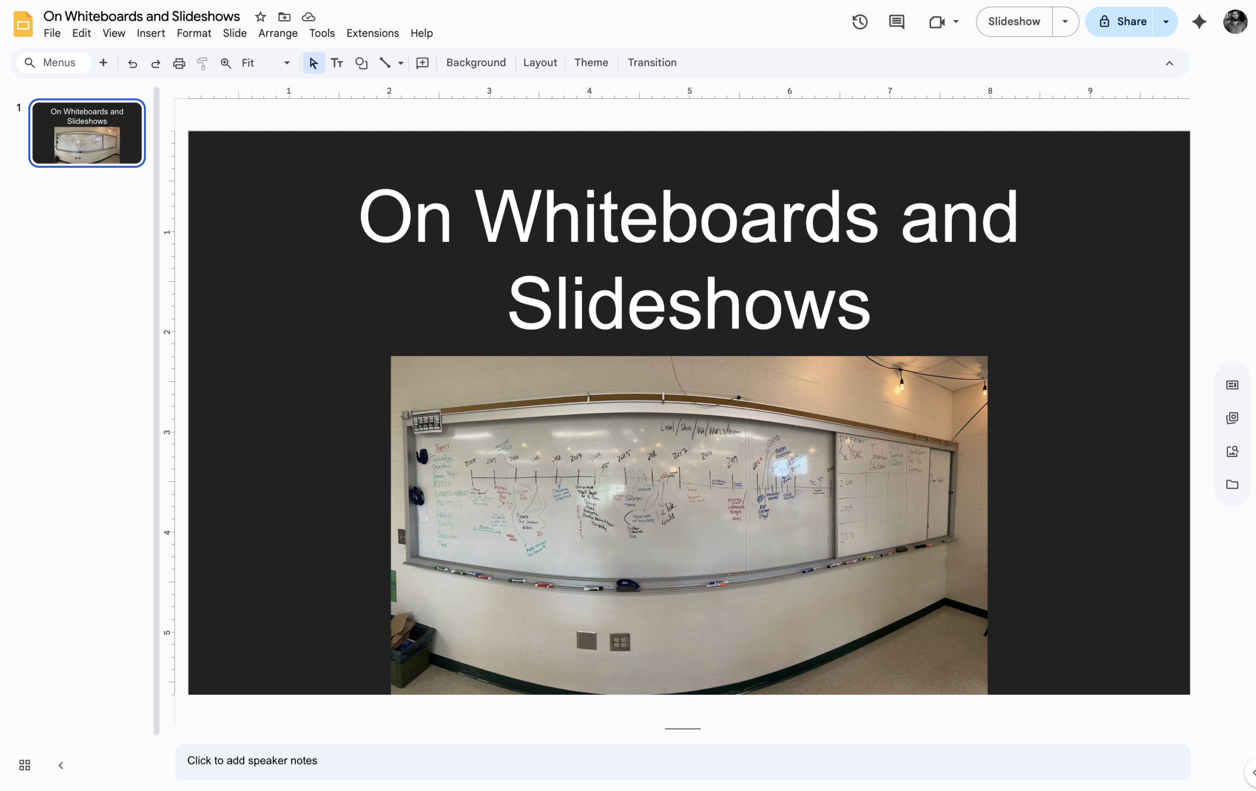 On Whiteboards and Slideshows – TJ Wilson's Blog